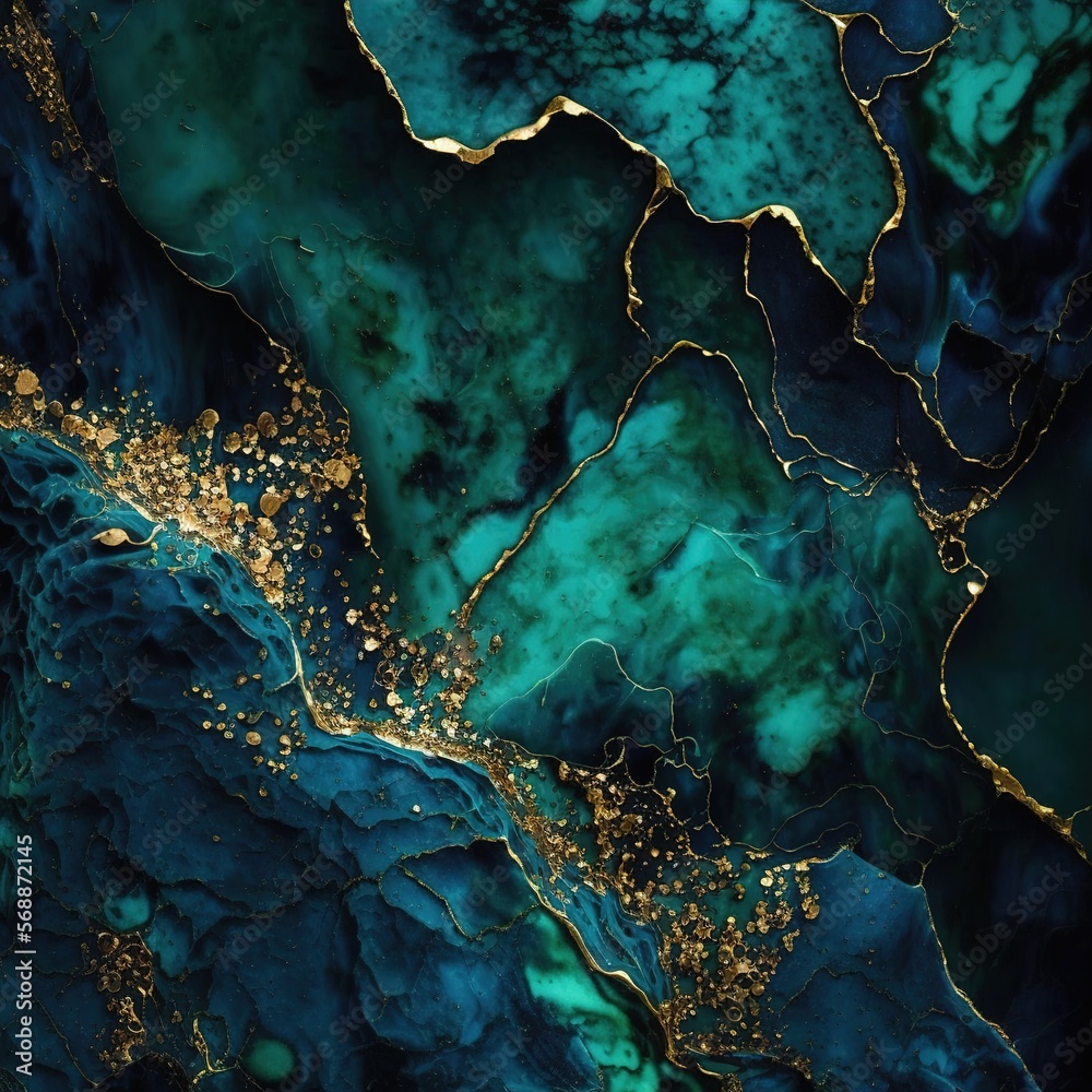 Green-blue marble texture with gold splashes Stock Photo | Adobe Stock