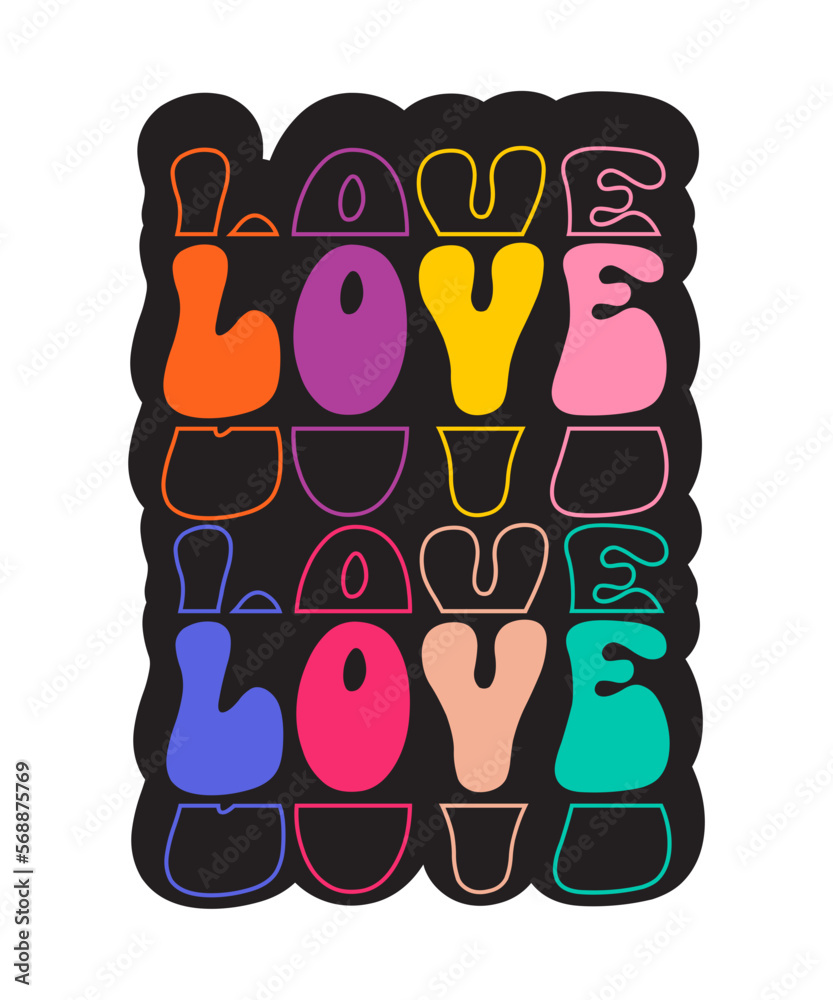 Retro Valentine's PNG Bundle, Retro Valentine Png, Groovy Valentines ...