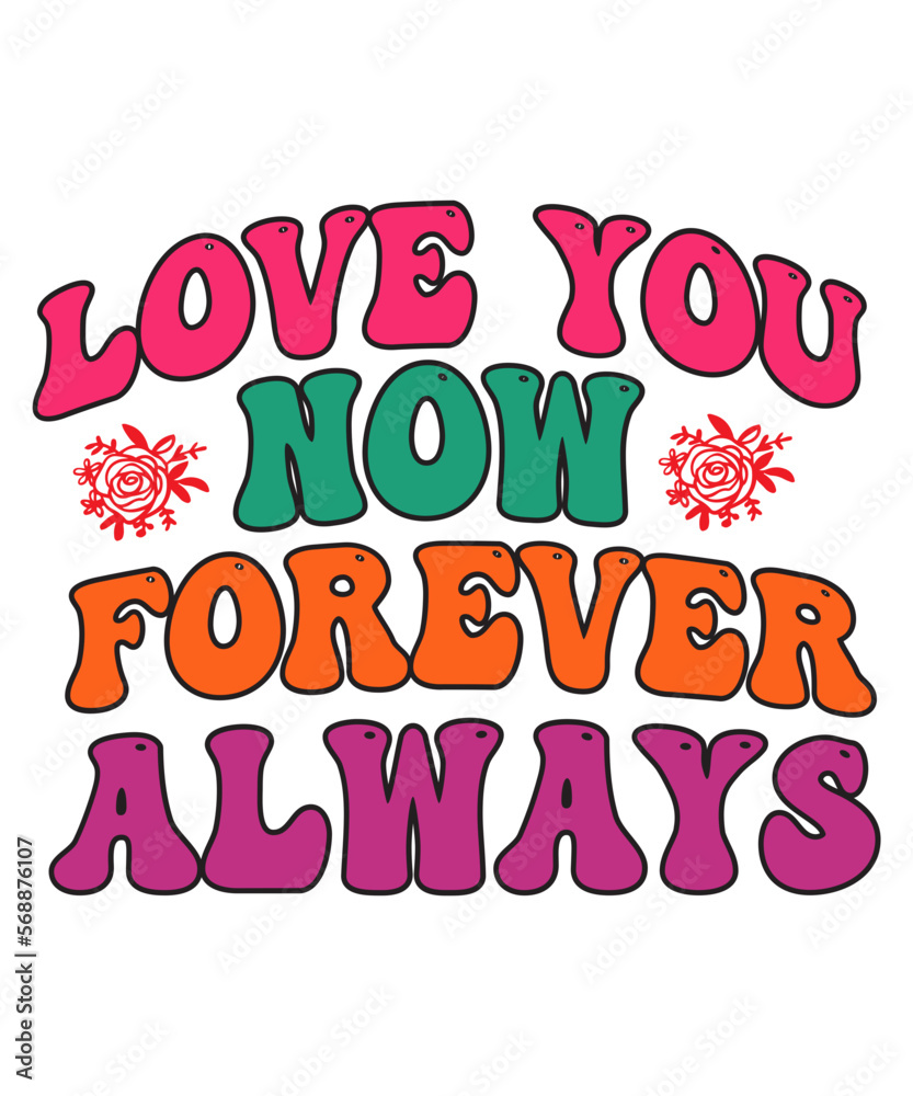 Retro Valentine's PNG Bundle, Retro Valentine Png, Groovy Valentines ...