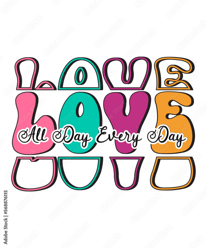 Retro Valentine's PNG Bundle, Retro Valentine Png, Groovy Valentines ...