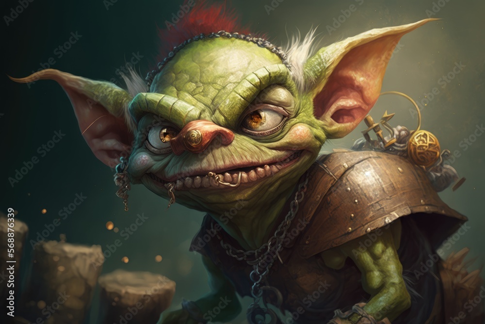 A goblin with a green complexion and a mischievous streak, hoarding ... A goblin with a green complexion and a mischievous streak, hoarding ...