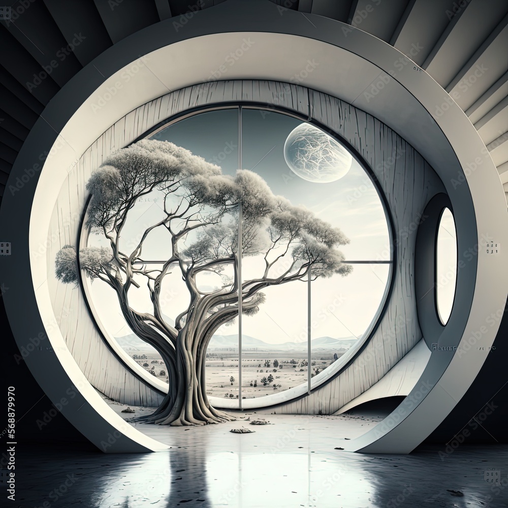 morning light, futuristic crazy full bubble glass interior, cantilever ...