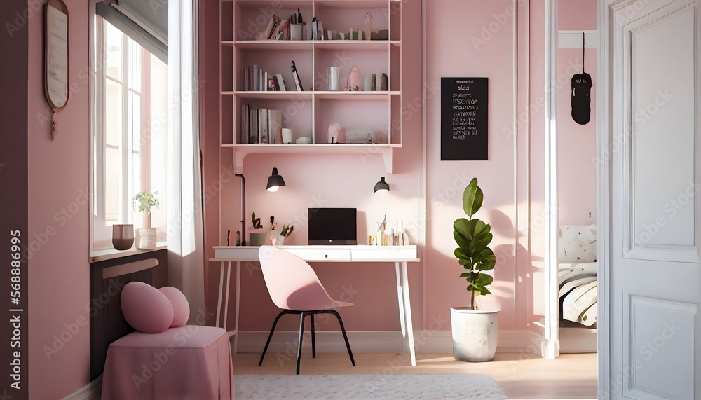Soft and Sweet Scandinavian Teenage Study Room: A feminine and light ...