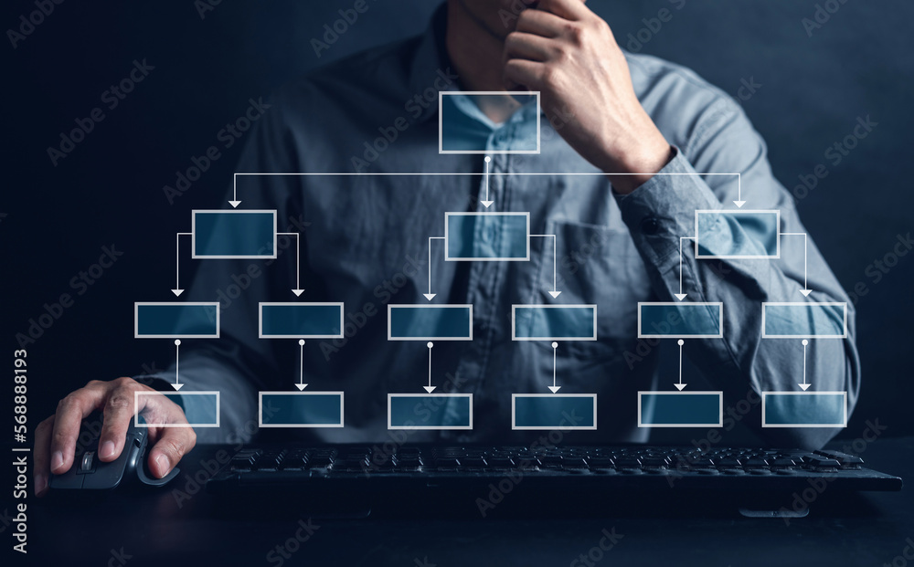 Businessman planning process management workflow. Step Scheme of ...