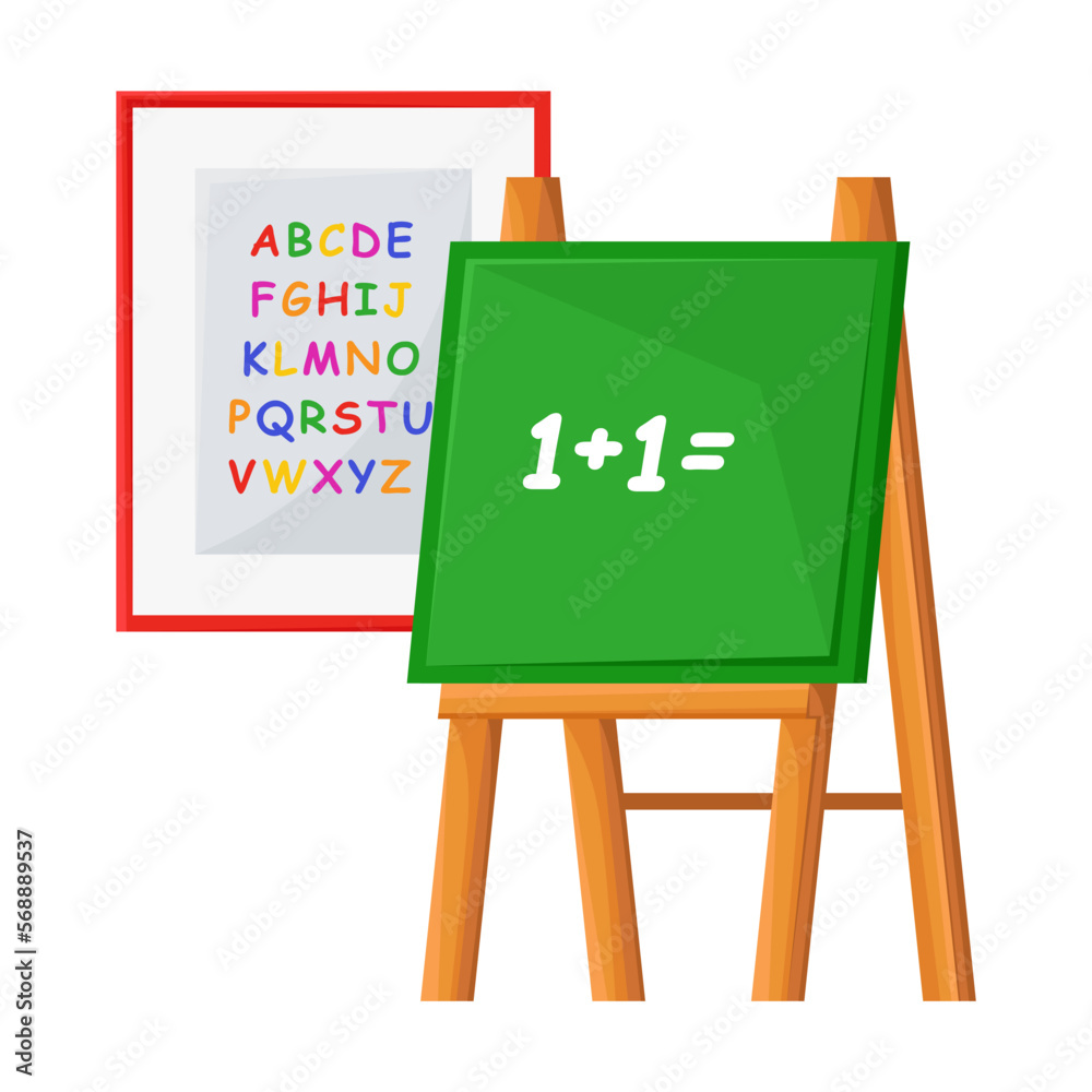 School board for solving math tasks and learning English alphabet for ...