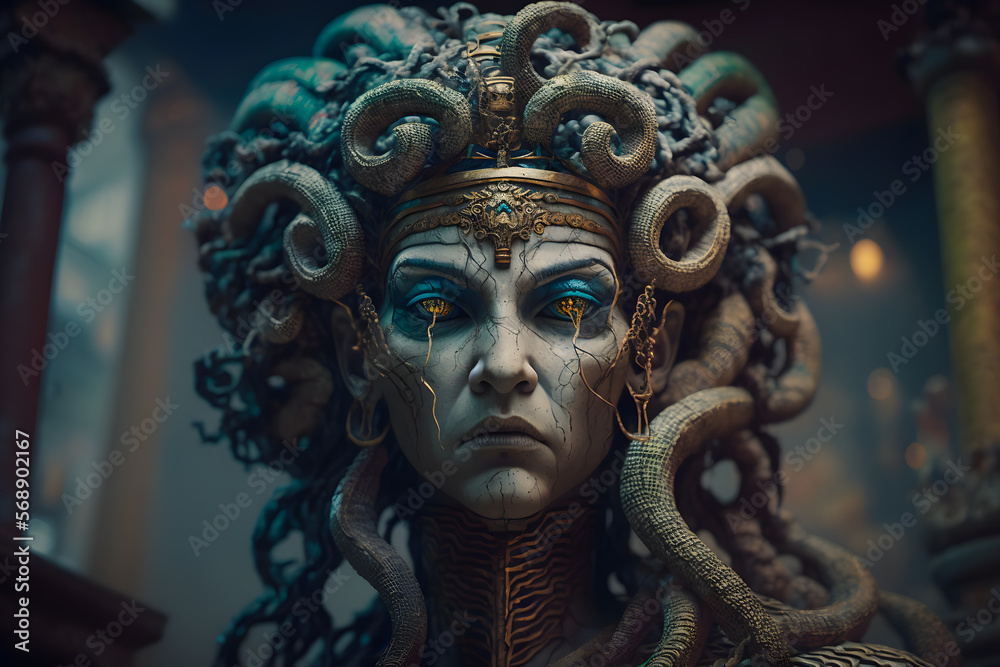 The classic depiction of the head of the Gorgon Medusa from ancient ...
