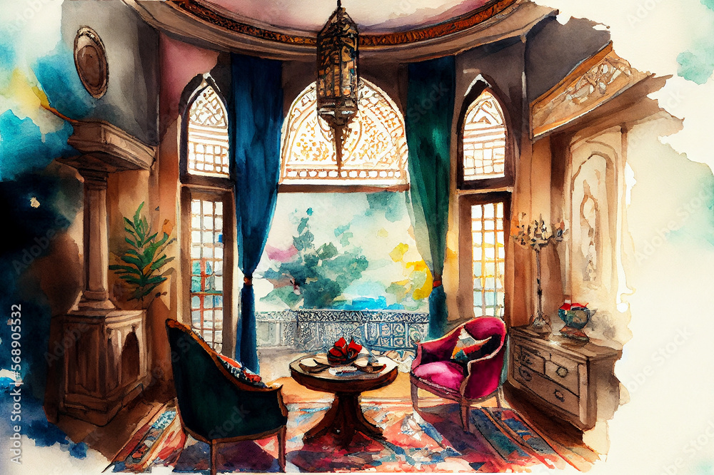 Room interior in Turkish style, showcasing the rich cultural heritage ...