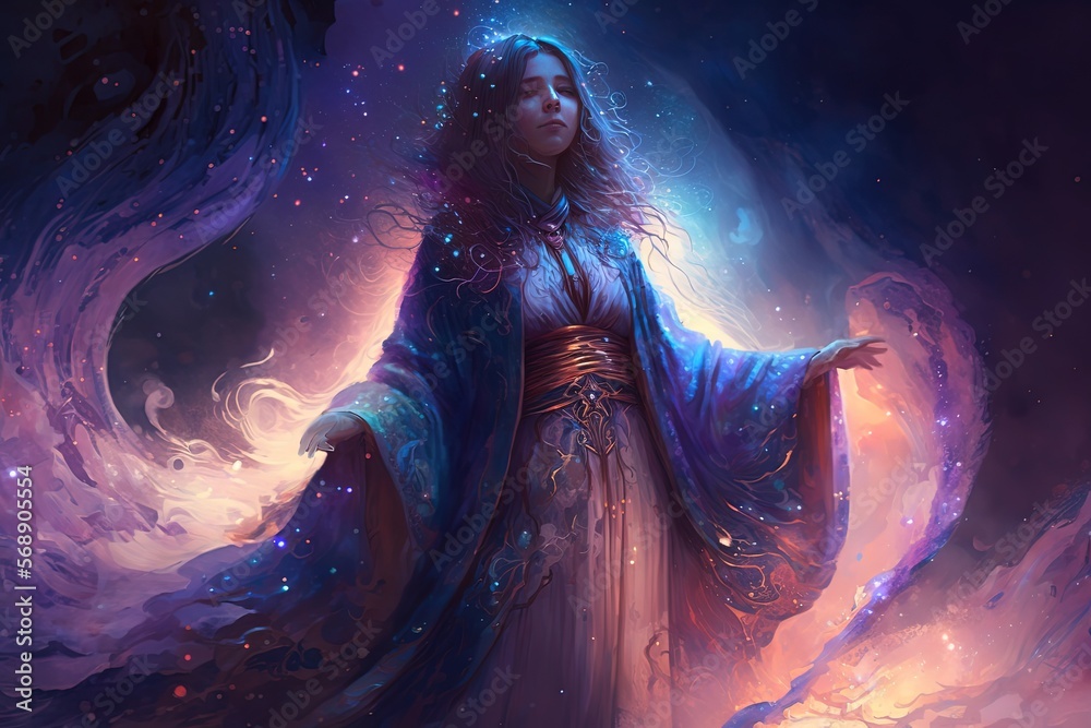 artistic illustration of Chinese Goddess girl wearing traditional ...