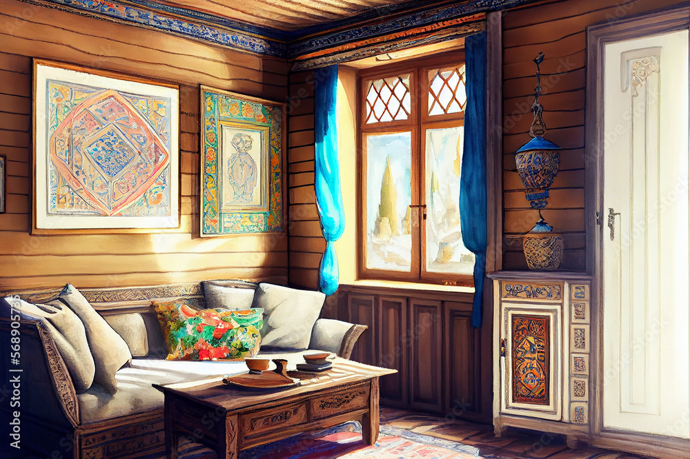 Room interior in Turkish style, showcasing the rich cultural heritage ...