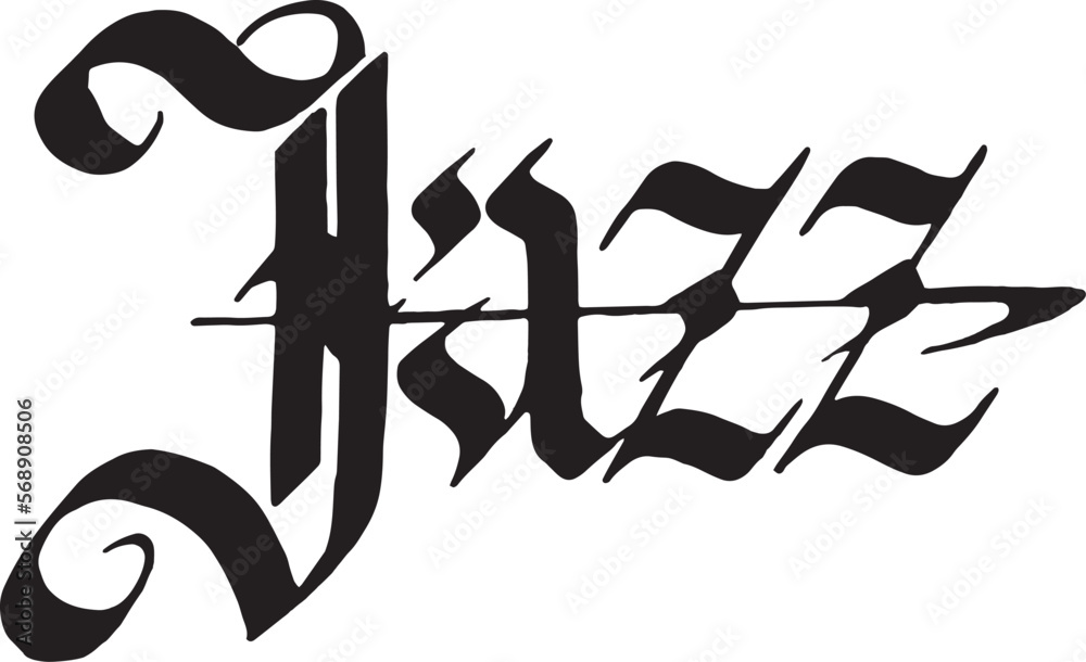 Vector word jazz written by black ink in gothic font. Isolated on white ...