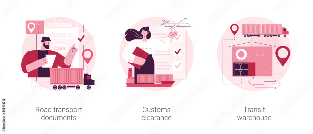 International transportation abstract concept vector illustration set ...