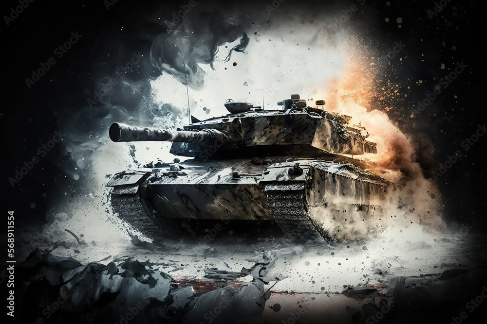 Leopard 2 main battle tank in combat. Created with generative AI ...