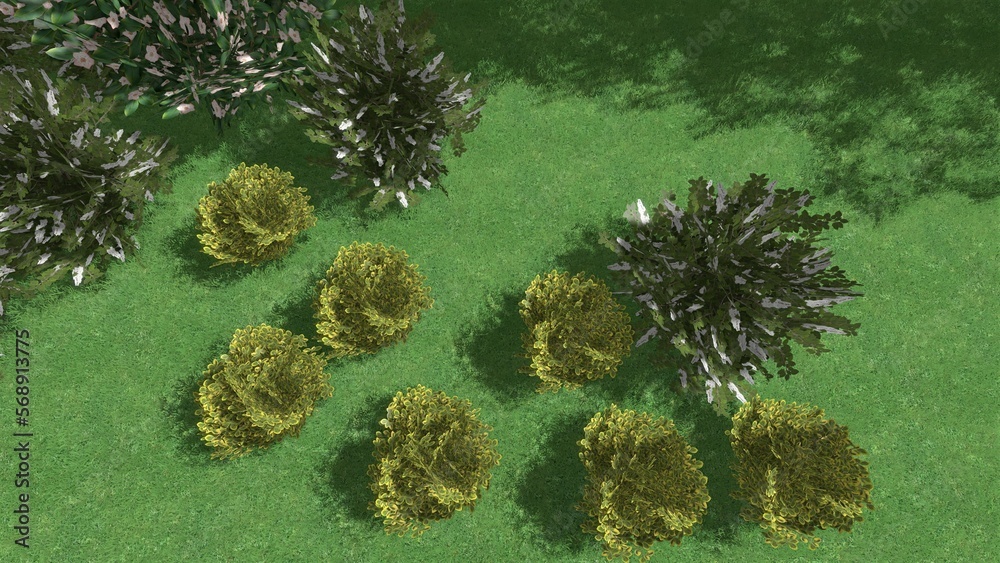 3D illustration of a modern landscape design of a city square. Computer ...