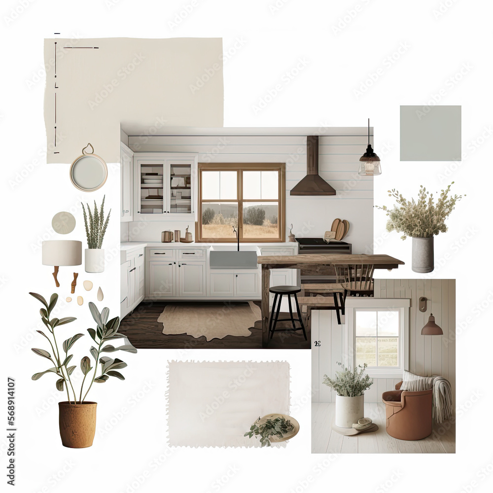 a cozy and minimalist farmhouse design decor mockup featuring muted ...
