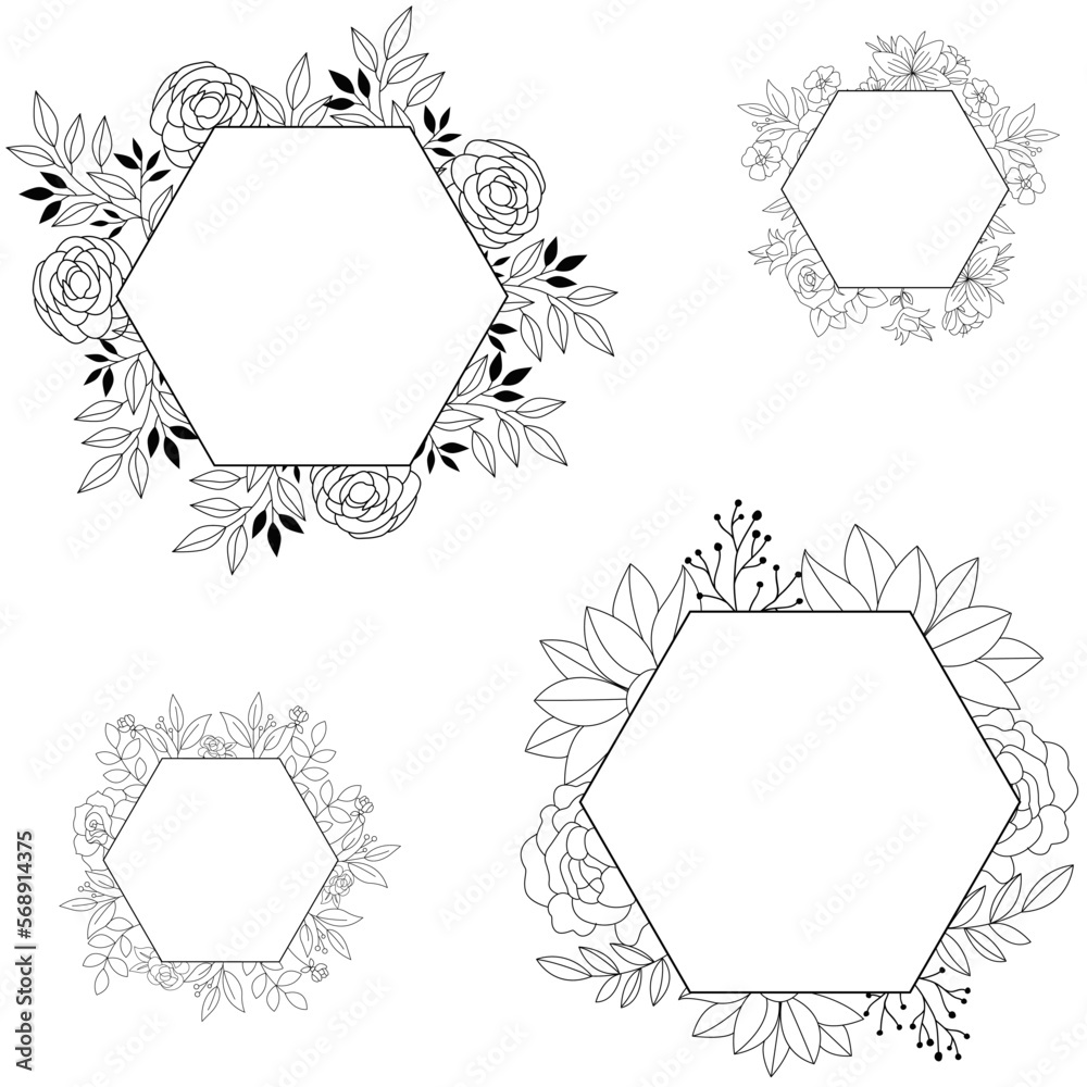 Hexagon Frame svg, Floral Frame svg, floral hexagon Frame, Floral ... Hexagon Frame svg, Floral Frame svg, floral hexagon Frame, Floral ...