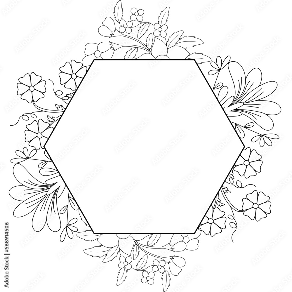 Hexagon Frame svg, Floral Frame svg, floral hexagon Frame, Floral ...