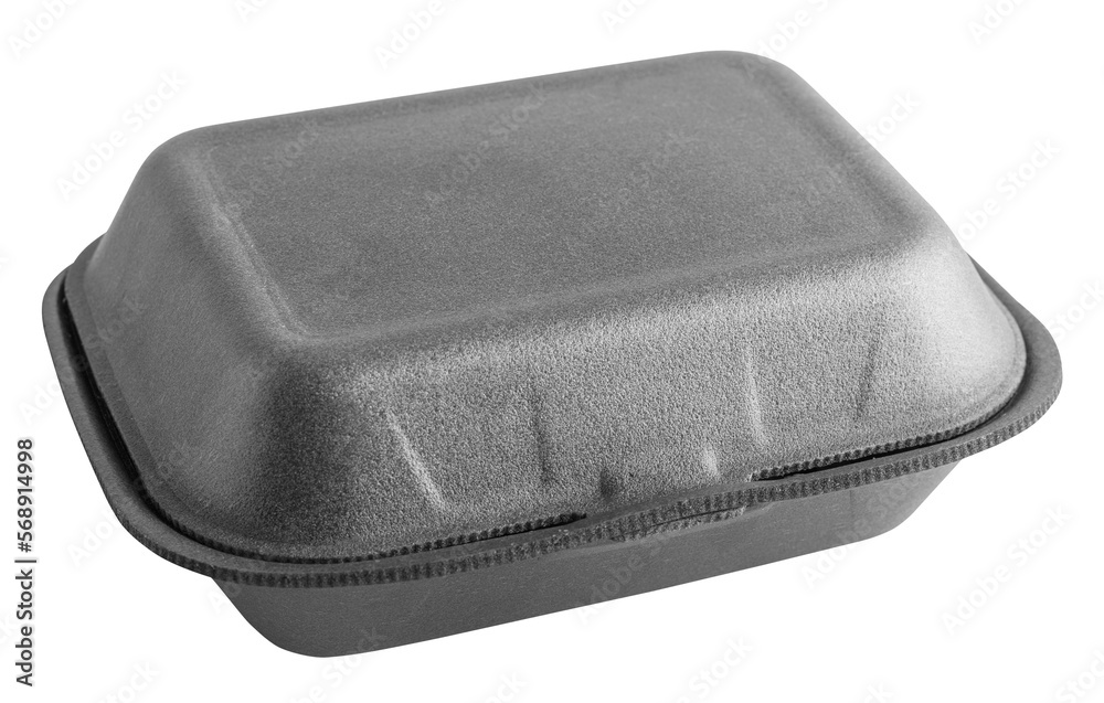 Black closed styrofoam box on transparent background. Food box for food ...
