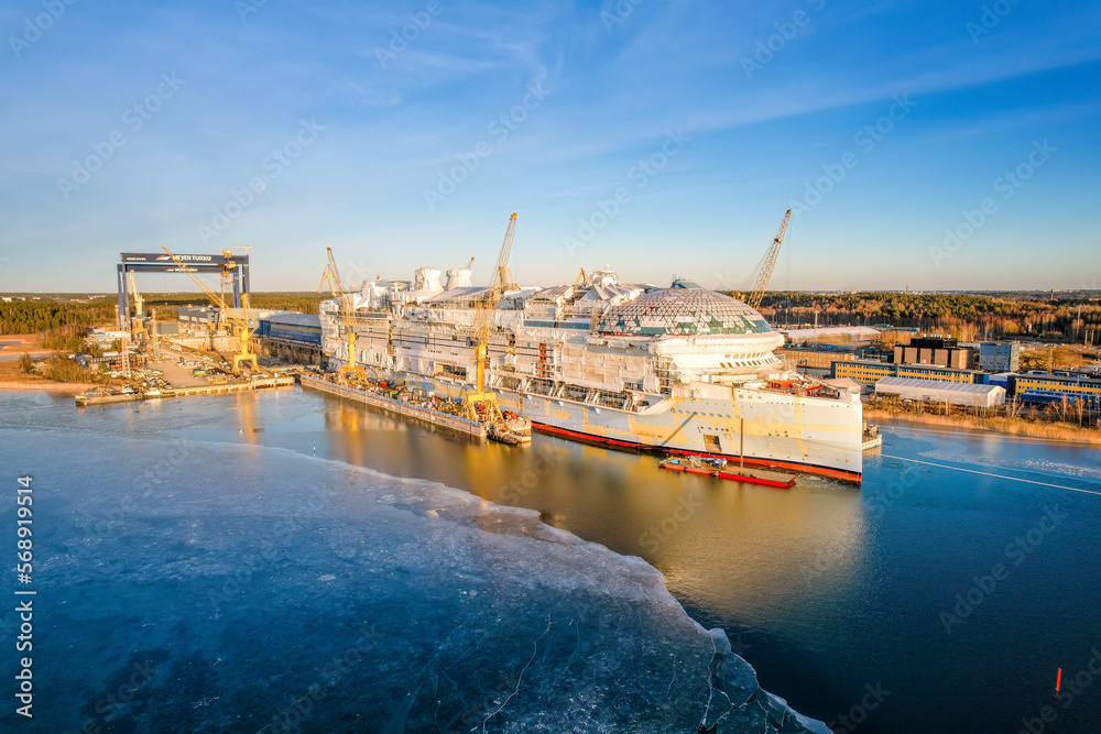Turku, Finland - February 4, 2023: Icon of the Seas, under construction ...