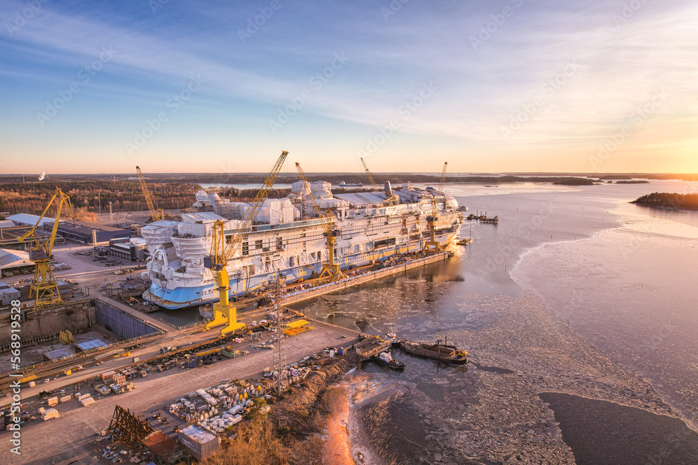 Turku, Finland - February 4, 2023: Icon of the Seas, under construction ...