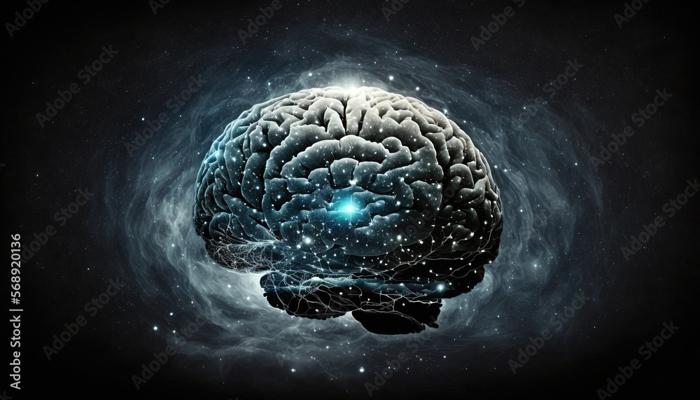 a computer generated image of a human brain in a black background with ...