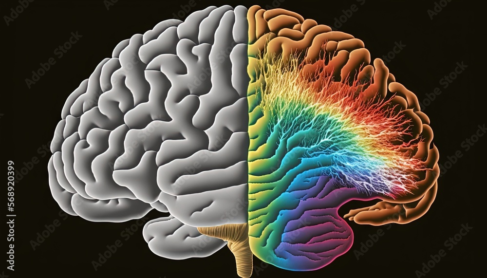 a rainbow - colored brain is shown in this illustration of a human ...