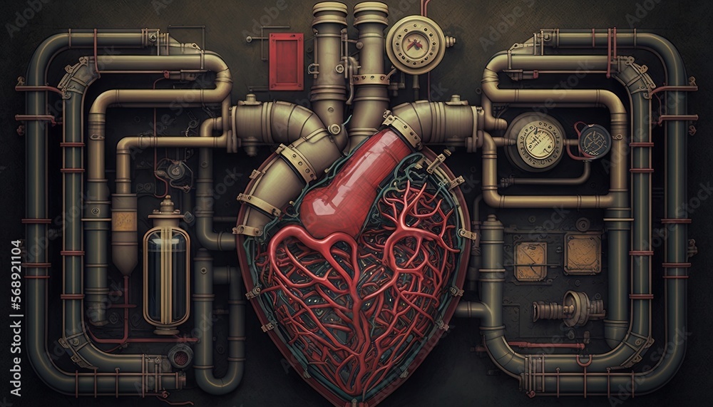 a heart made out of pipes and valves Stock Illustration | Adobe Stock