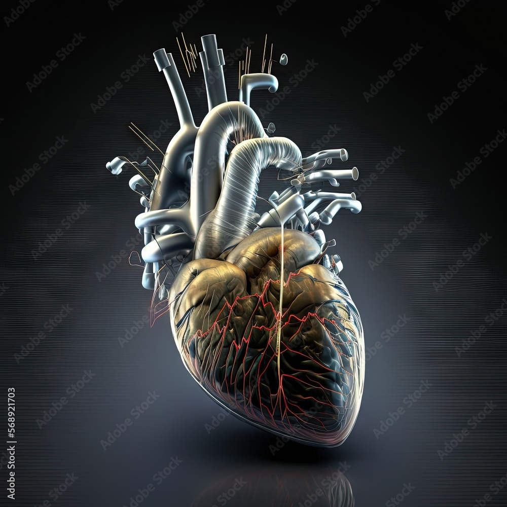 a computer generated image of a human heart with blood vessels running ...