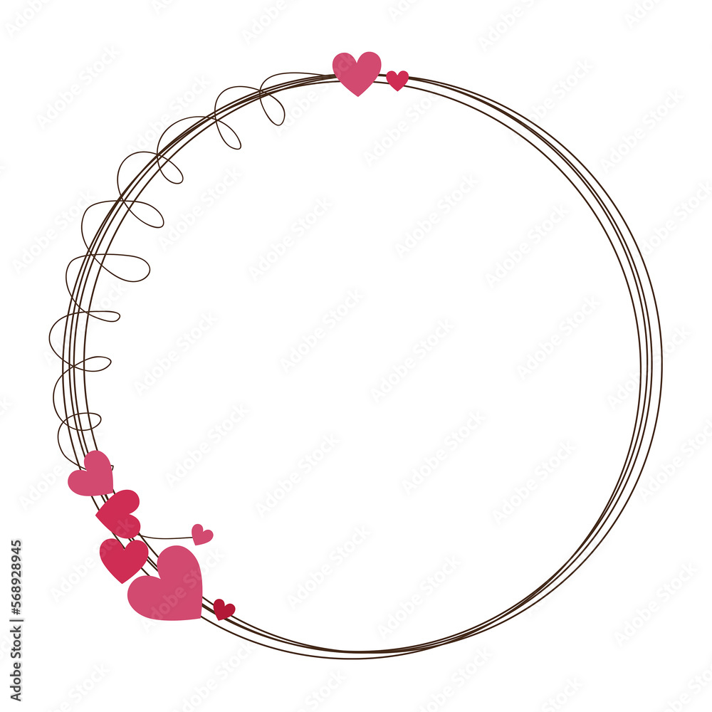 Círculo con corazones rojo sobre un fondo blanco liso y aislado. Vista ...