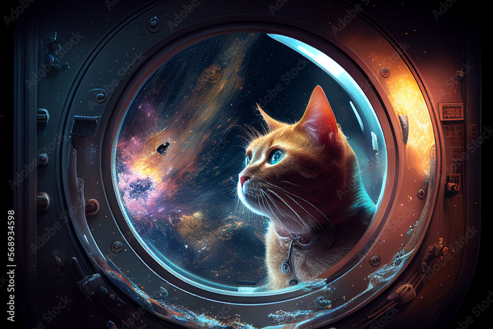 generative ai, Image of a futuristic cat, a cat in space Stock ...