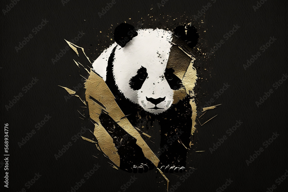 Minimalist Kintsugi Panda Background Texture - Kintsugi Animals ...