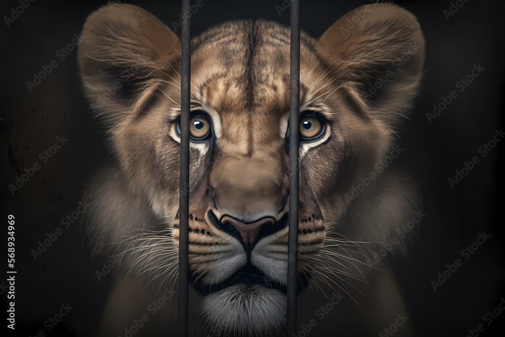 Concept Unlawful smuggling of exotic animals, illegal zoo. Portrait of ...
