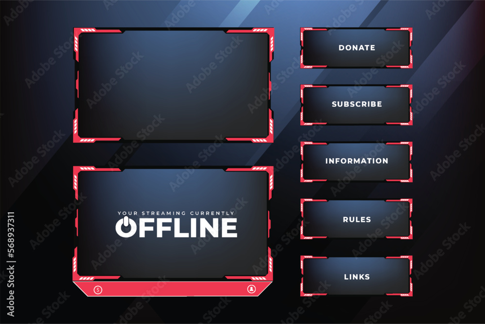 Vetor de Live streaming overlay design with abstract shapes. Futuristic ...