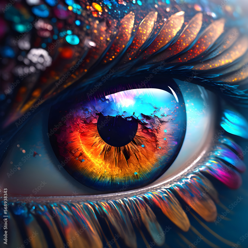 Belleza, cosmética y maquillaje. Mirada mágica de los ojos con ...