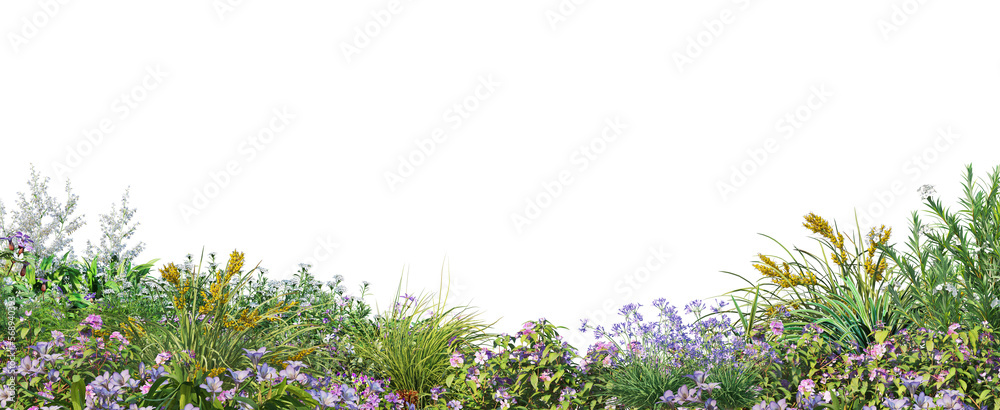 foreground flower gardens and meadows on a transparent background ...
