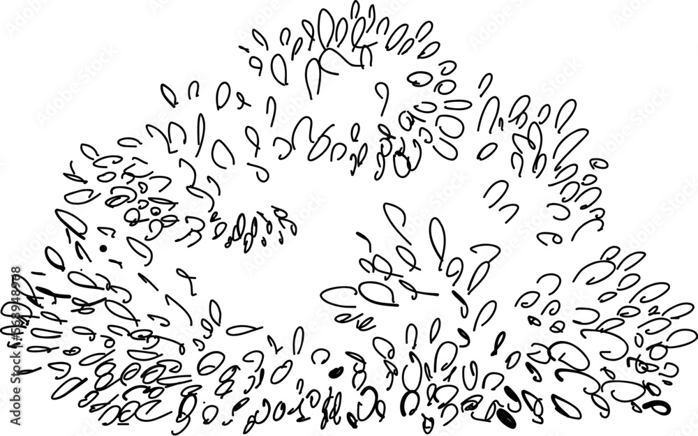 Plant bush forest icon outline, hand drawn vector. Garden drawing Stock ...