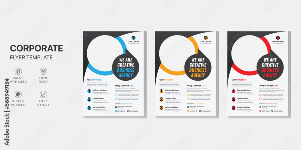 modern corporate red blue yellow color flyer poster design layout for ...