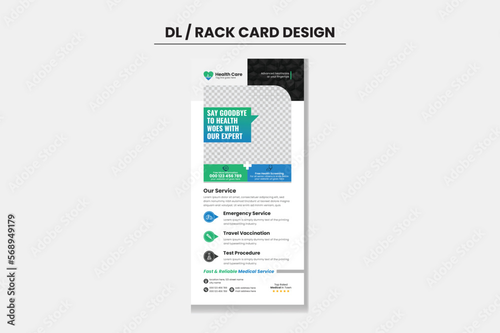 modern corporate red blue yellow color dl rack card design layout for ...