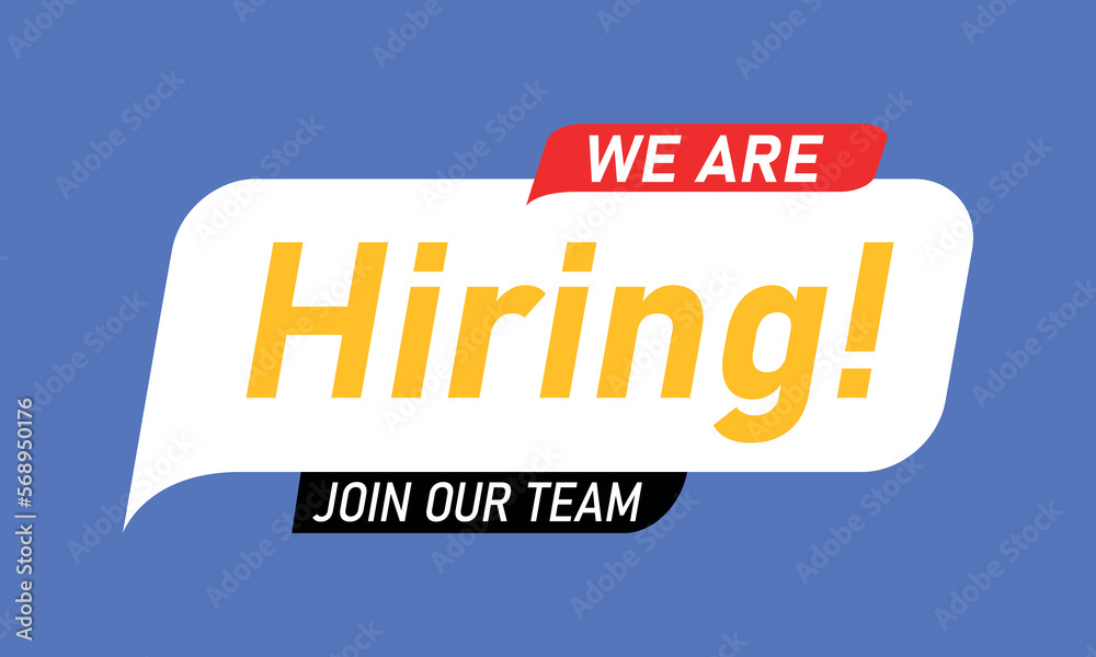 Vetor de Hiring recruitment open vacancy design info label template. We ...