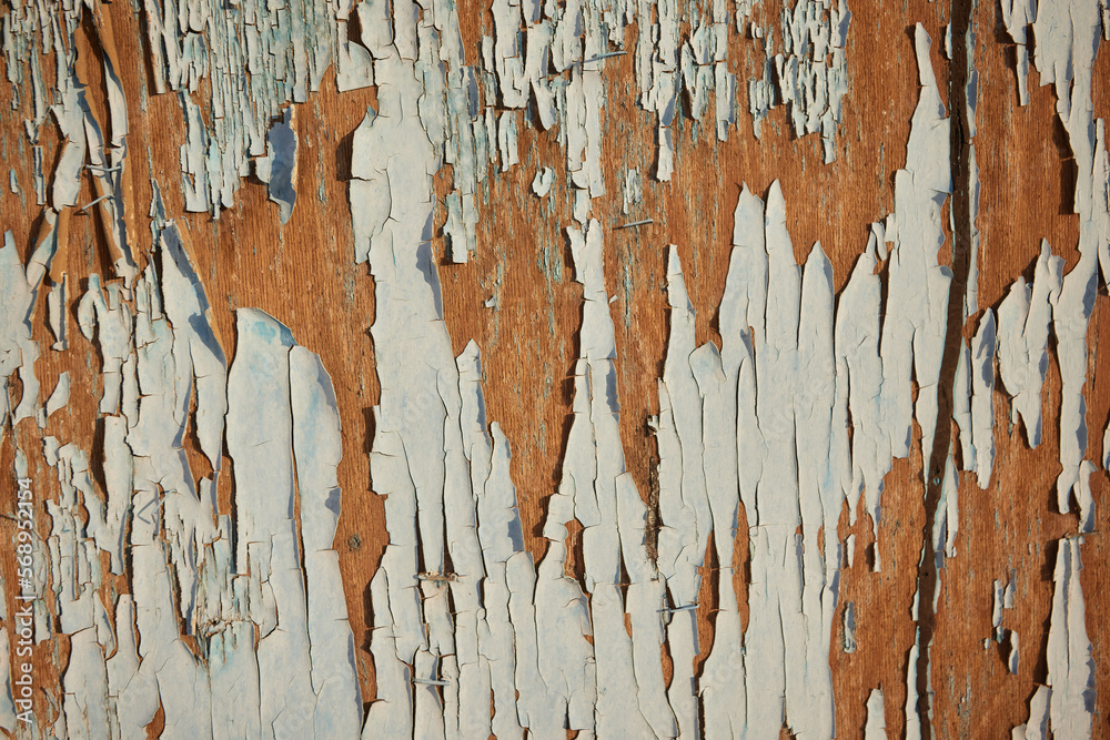 Peeled off paint on rusty vehicle surface of a ruined train. Vintage ...