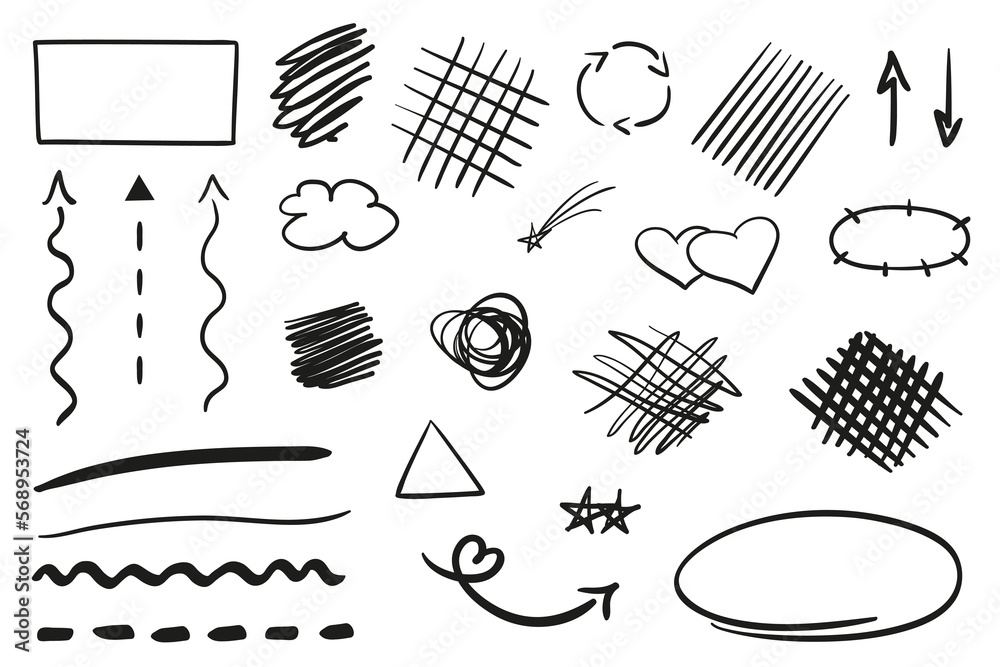 Infographic elements on isolated white background. Hand drawn simple ...