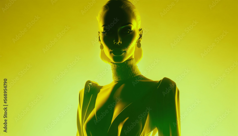 beautiful neo retro fashion woman model isolated in neon lights ...