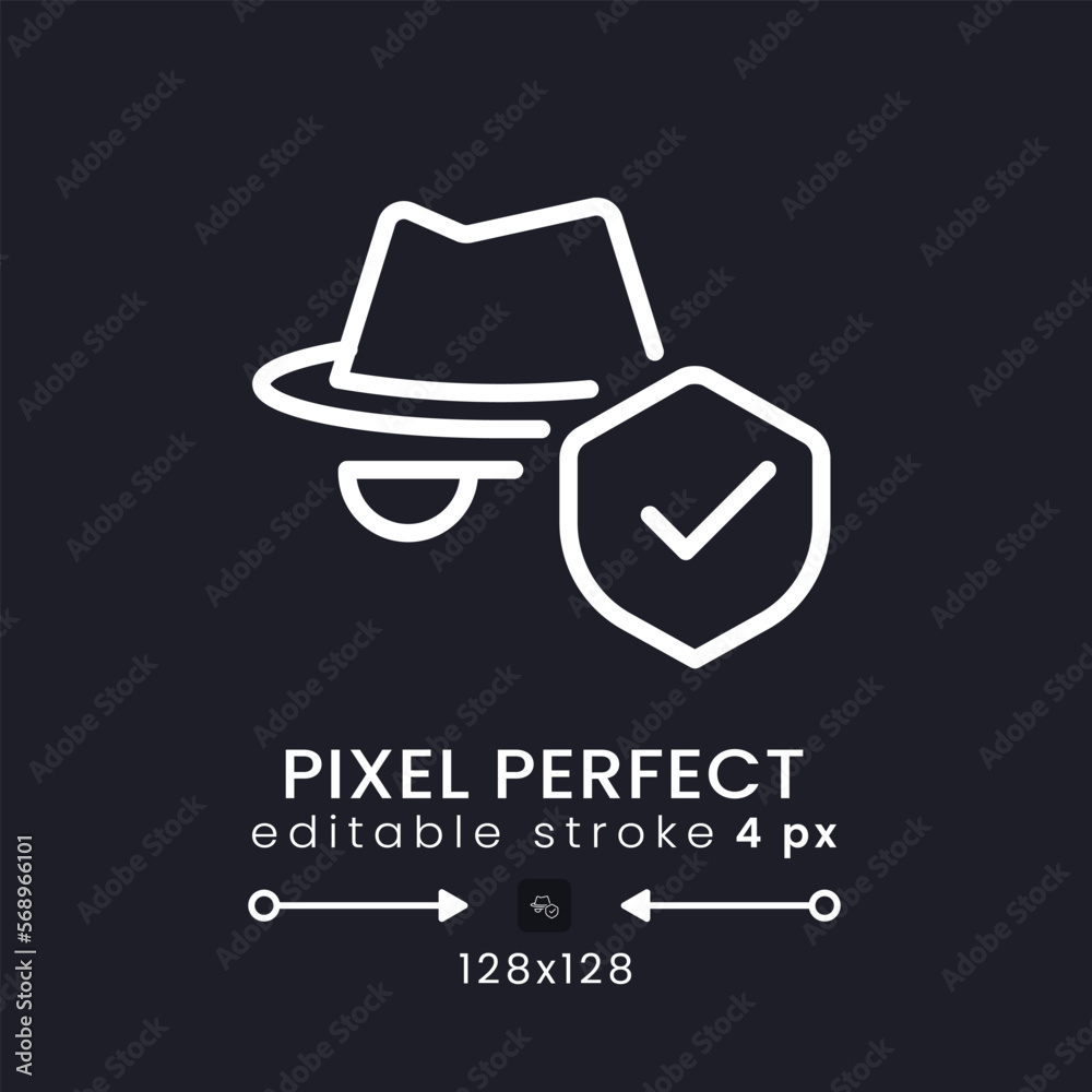 Virtual private network white linear desktop icon on black. Online ...