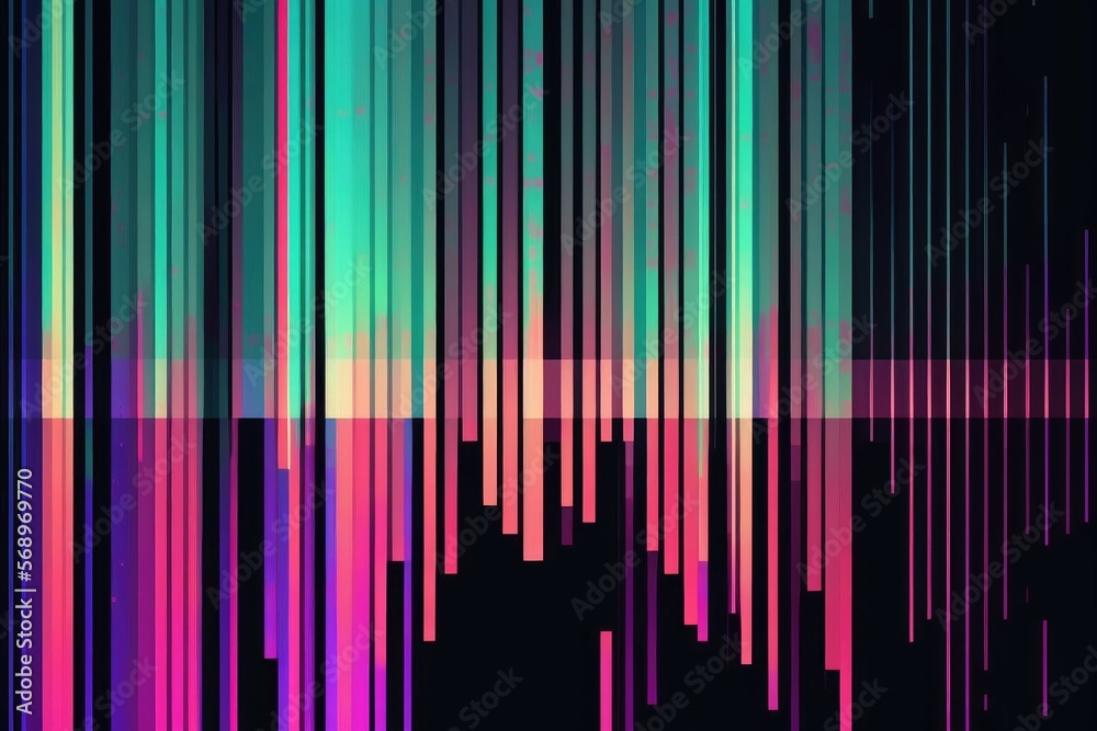 Abstract illustration of distorted tv test color bars. Glitch effect ...