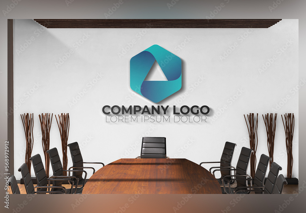 Wall Mockup in a Meeting Room Stock Template | Adobe Stock