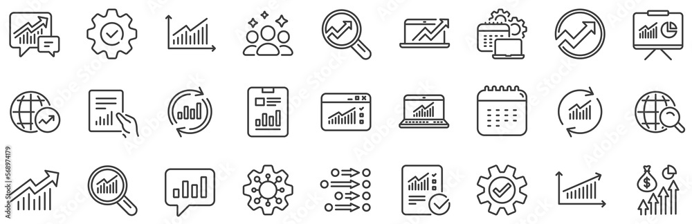 Set of Chart, Report document and Graph icons. Analytics, Statistics ...