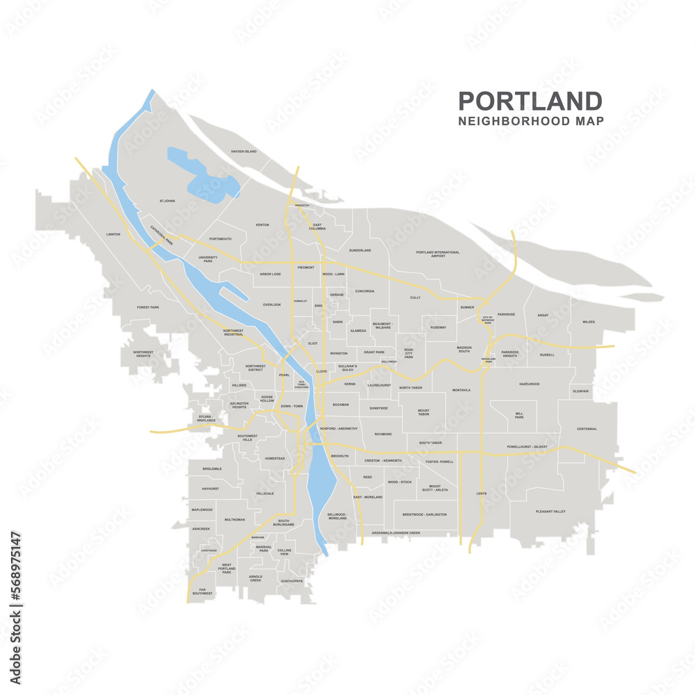 Portland map illustration isolate on white background. Stock ...