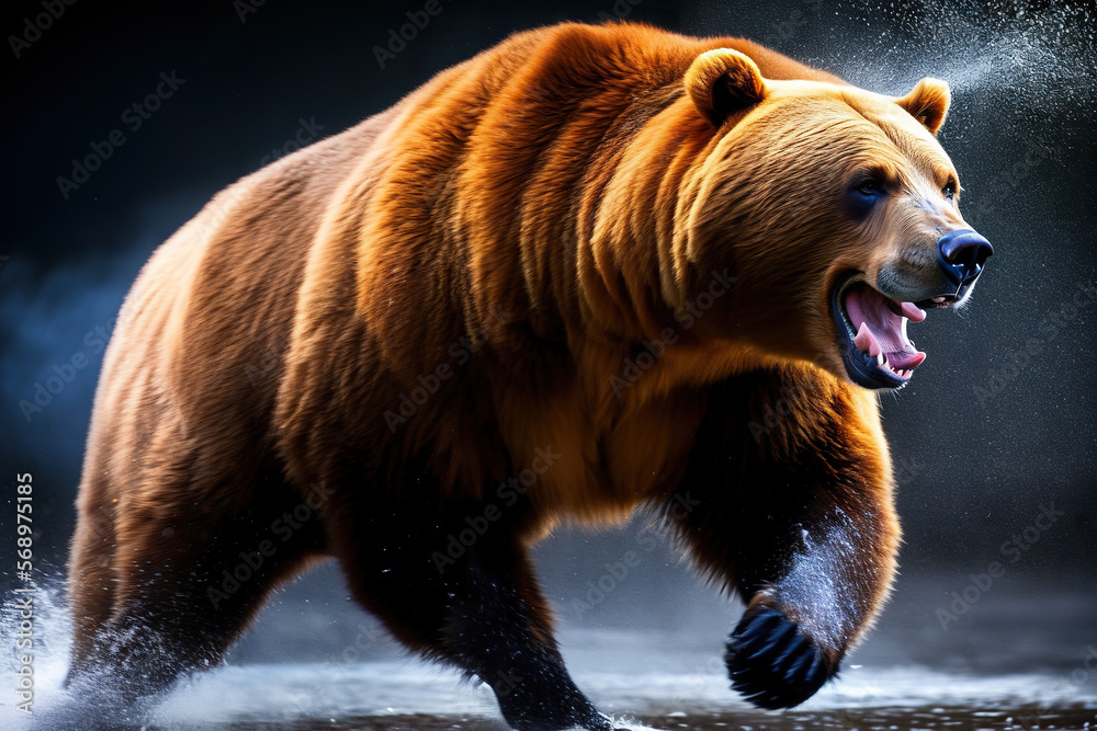 Fierce Grizzly Bear Lunging, Charging and Advancing in Fury Generative ...