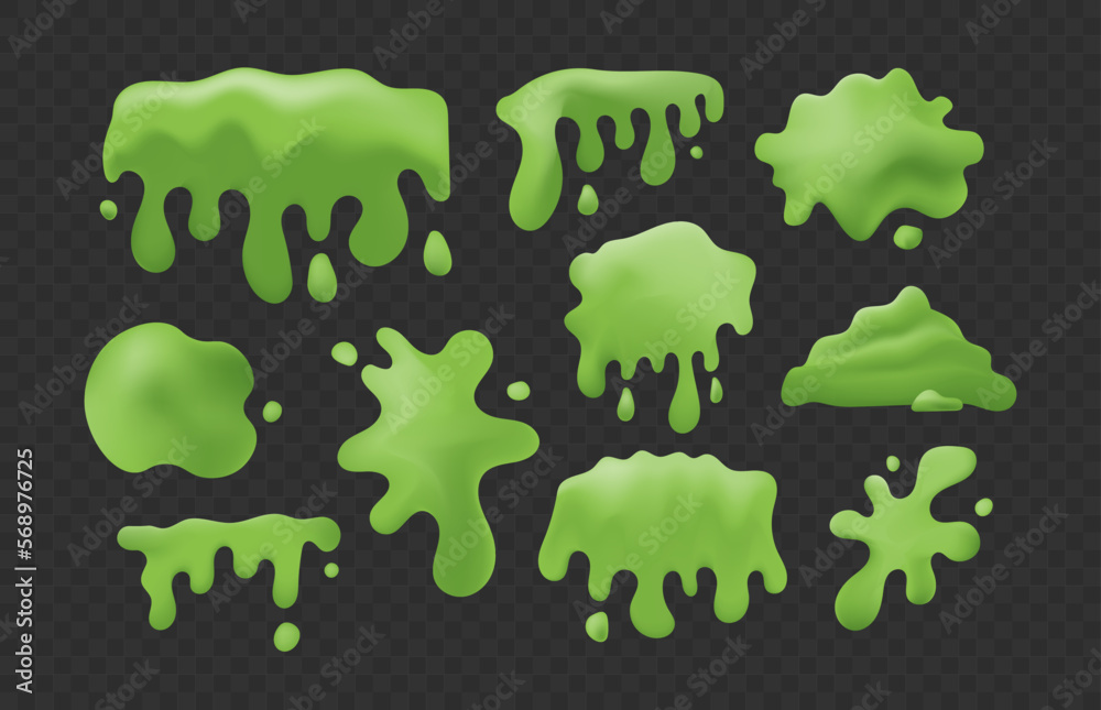 Slime green. Purulent blots slimy, goo splashes and mucus smudges ...