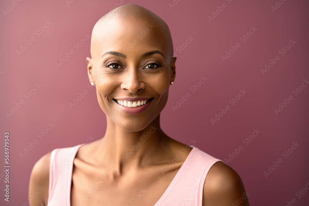 Portrait of a beautiful bald woman after chemotherapy. Powerful women ...