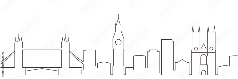 London Dark Line Simple Minimalist Skyline With White Background Stock ...
